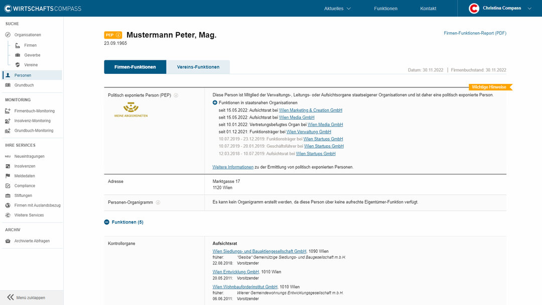 Politisch exponierte Personen (PEP)